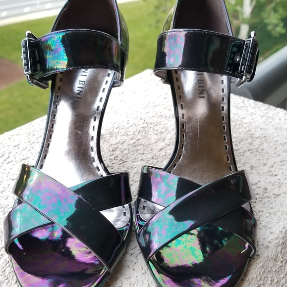 Gianni Bini | Shoes | Iridescent Oil Slick Petrol High Heel Sandals Sz7 ...